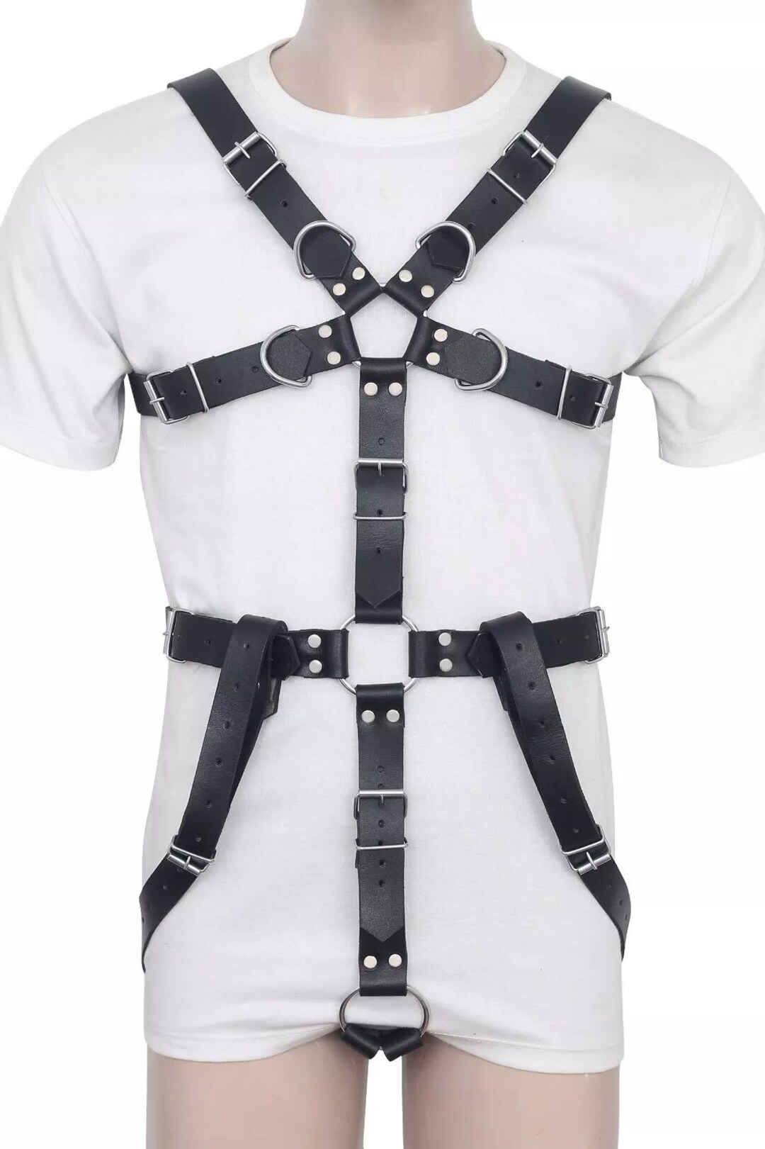 Genuine Leather Men's Full Body Chest Harness Belt Fancy Clubwear ...