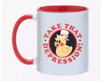 Take That Depression Inspired Mug, Hazbin Hotel, Helluva Boss - Etsy