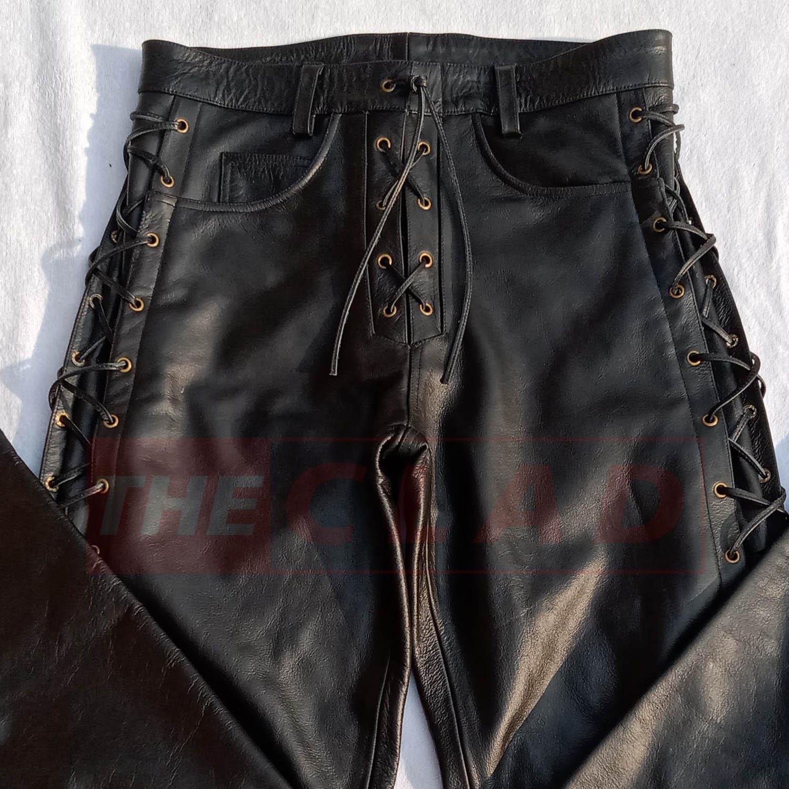 Men’s Black Lace up Leather Pant - Side Laced Pants - Men Leather Pants ...