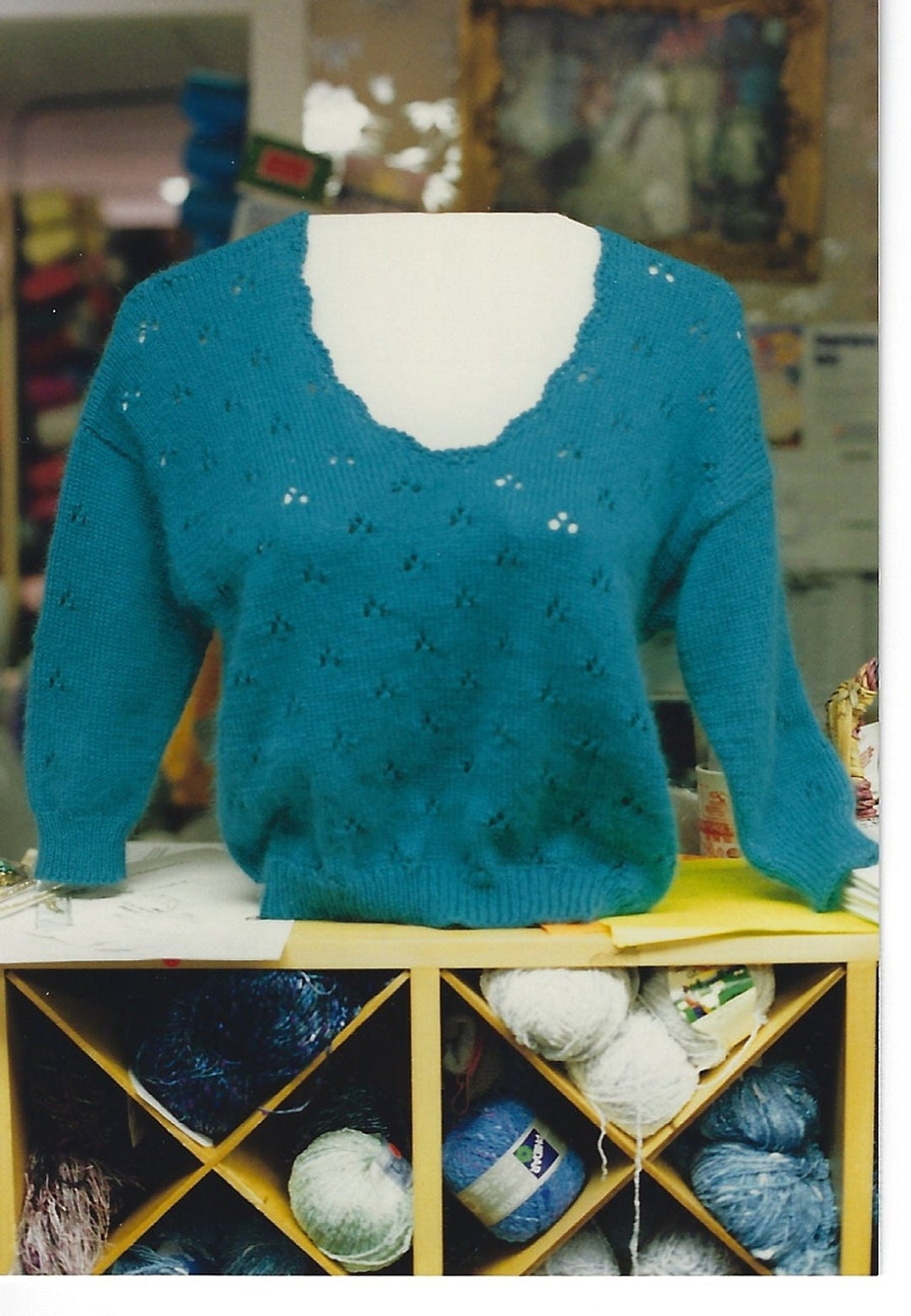 Silky Angora Sweater Pattern, Vee Neck Pullover, Machine Knitting ...