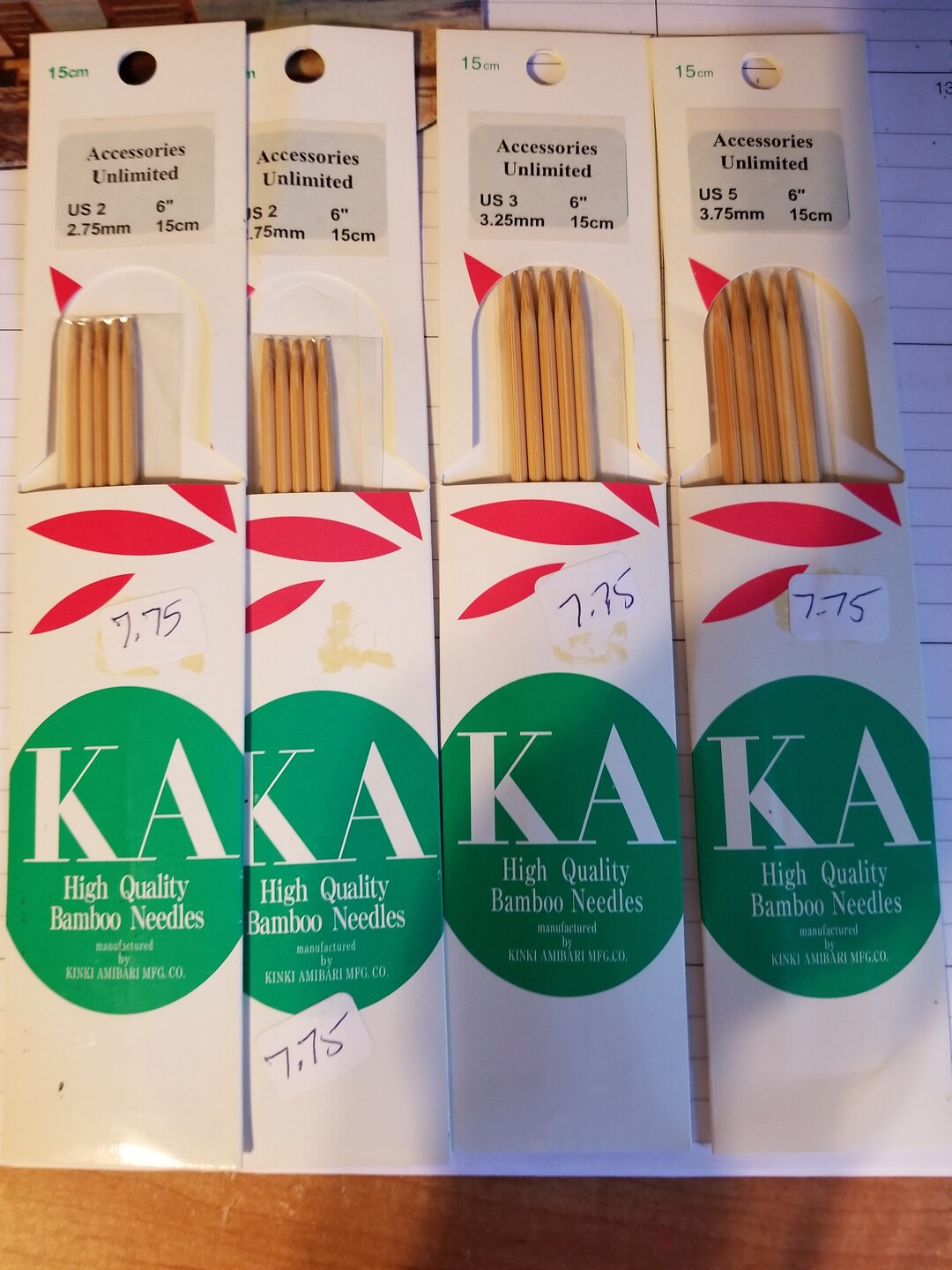 Bamboo Hand Knitting 6-inch Needles Double Pointed, Sizes 3, 5 US, (3 ...