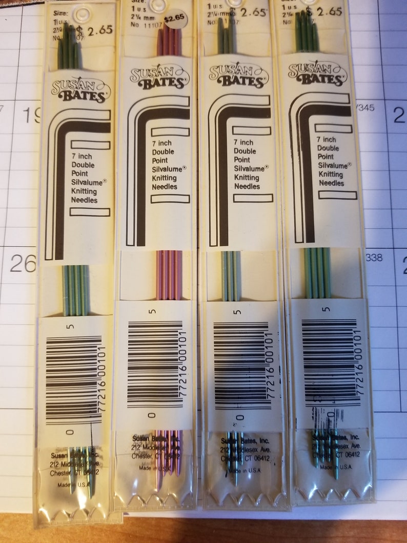 Susan Bates Silvalume Knitting Needles, 7 Inch, Size 1, Set of 4 - Etsy