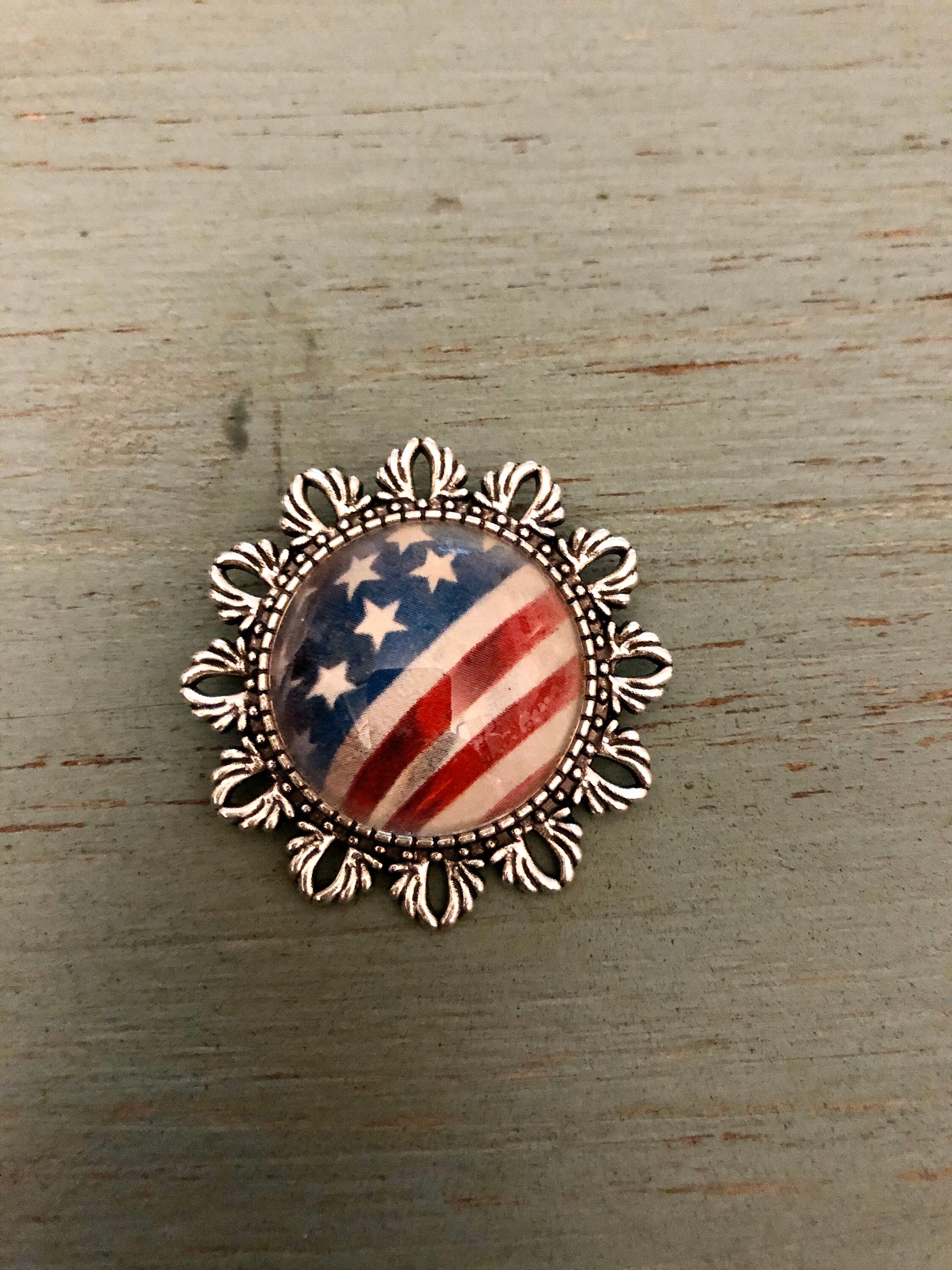 American Flag Image Brooch-free SHIPPING - Etsy