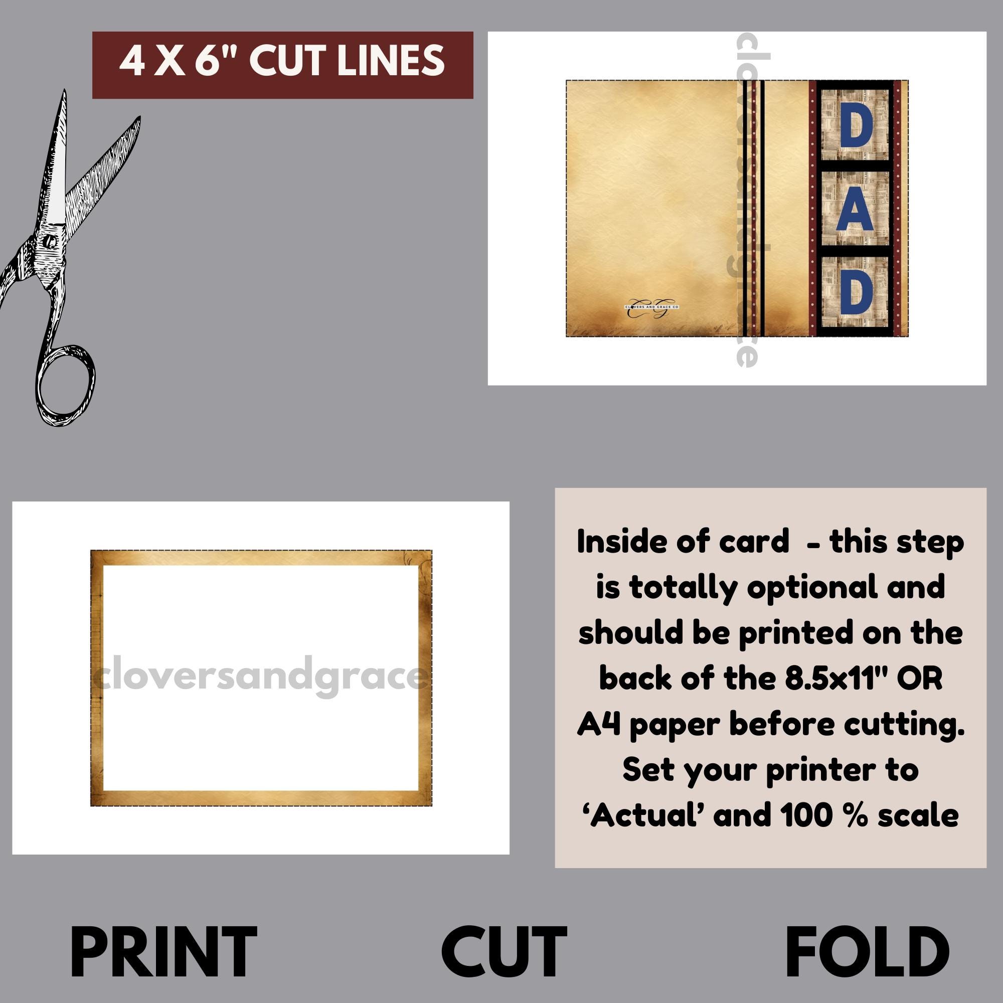 Printable Father's Day Card: Dad Design, 5x7 & 4x6 (digital Download ...
