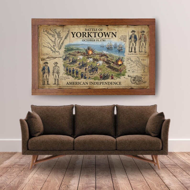 Battle of Yorktown Map 1781, American Independence Wall Art - Etsy