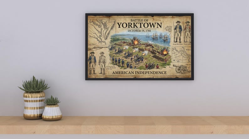 Battle of Yorktown Map 1781, American Independence Wall Art - Etsy