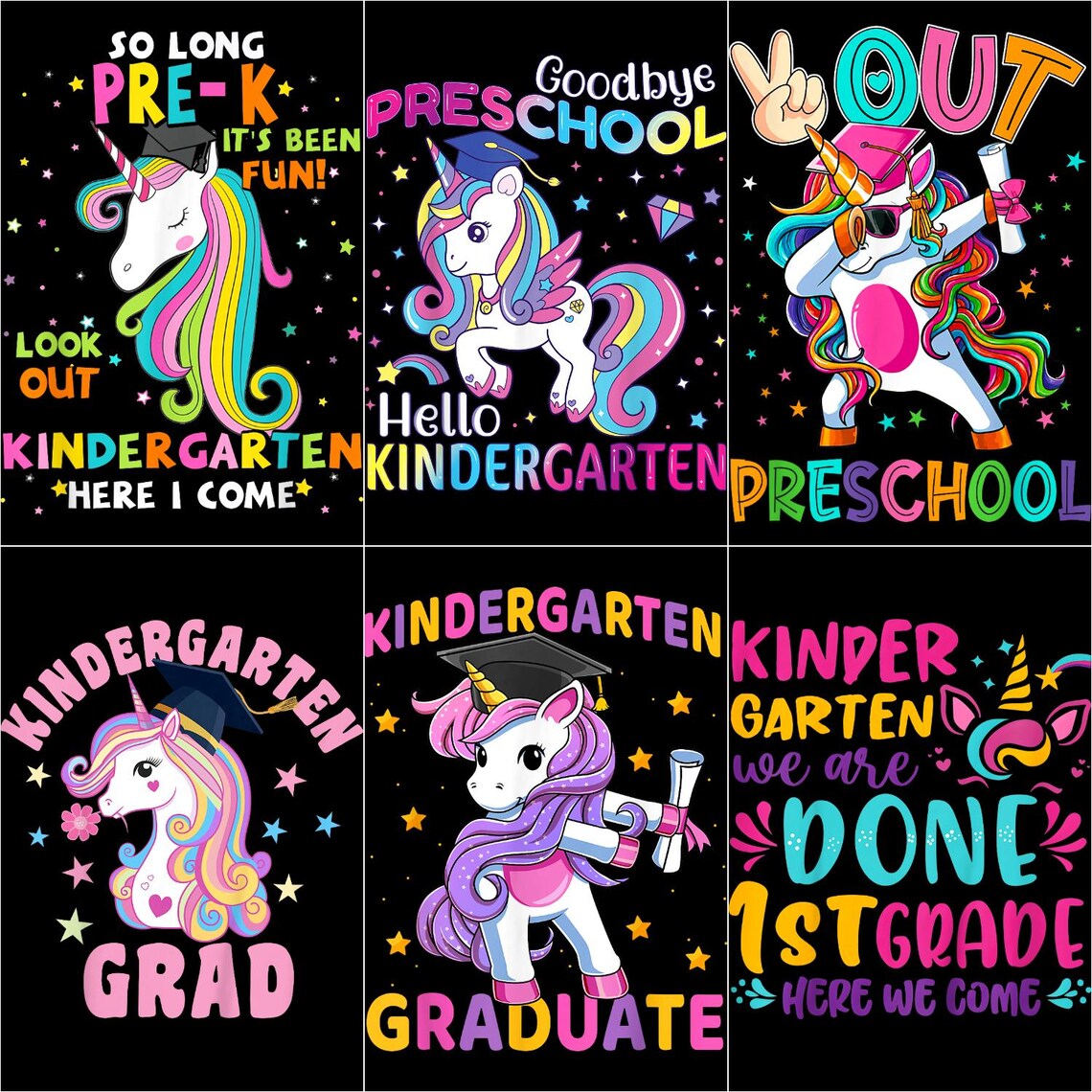 Kindergarten Graduation Girls Svg, Class 2025 Graduate Unicorn Svg ...