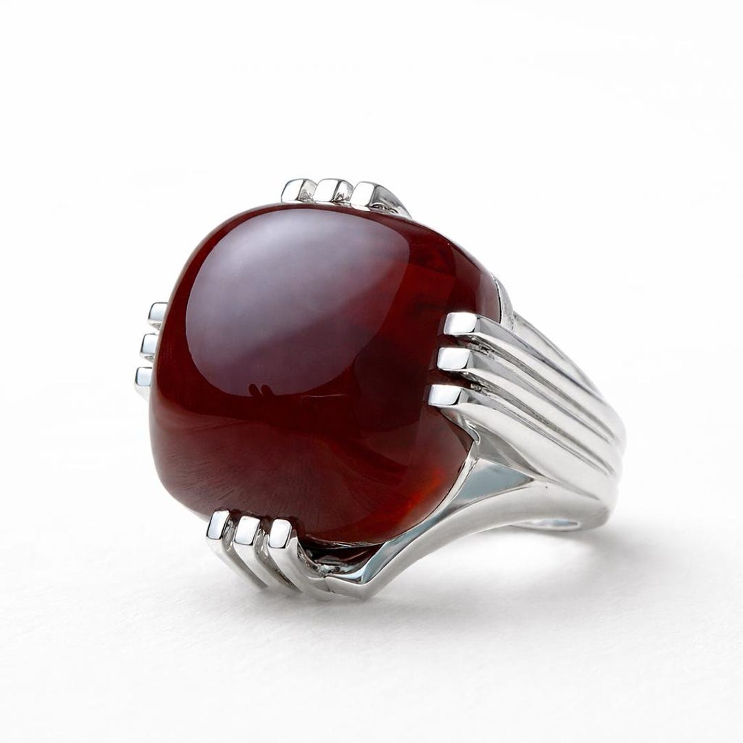 Dark Red Agate Ring | Yemeni Aqeeq Ring | Islamic Men Aqeeq Rings ...