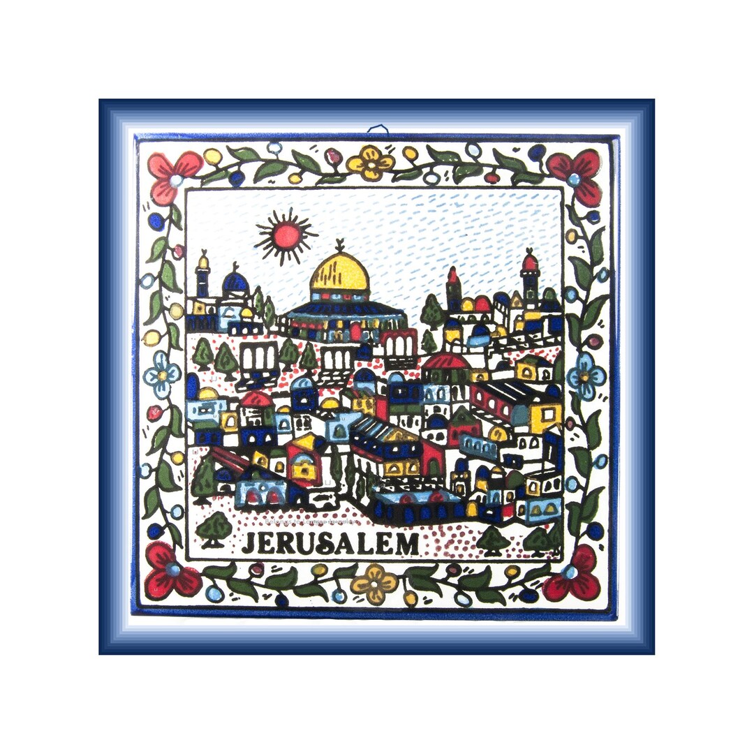 Armenian Ceramic Tile Handmade Hand Painted Holy Jerusalem View Hanging ...