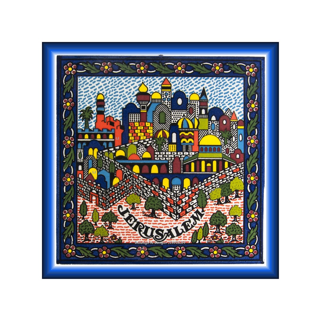Armenian Ceramic Tile Decorative Handmade Hand Painted Jerusalem Image ...