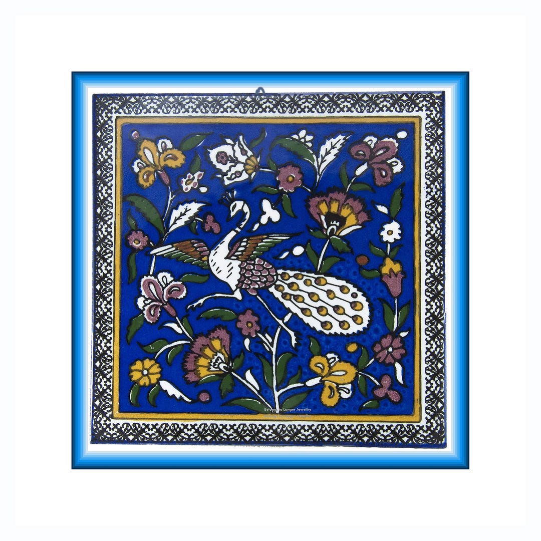Armenian Ceramic Handmade Hand Painted Decorative Tile Colorful Peacock ...