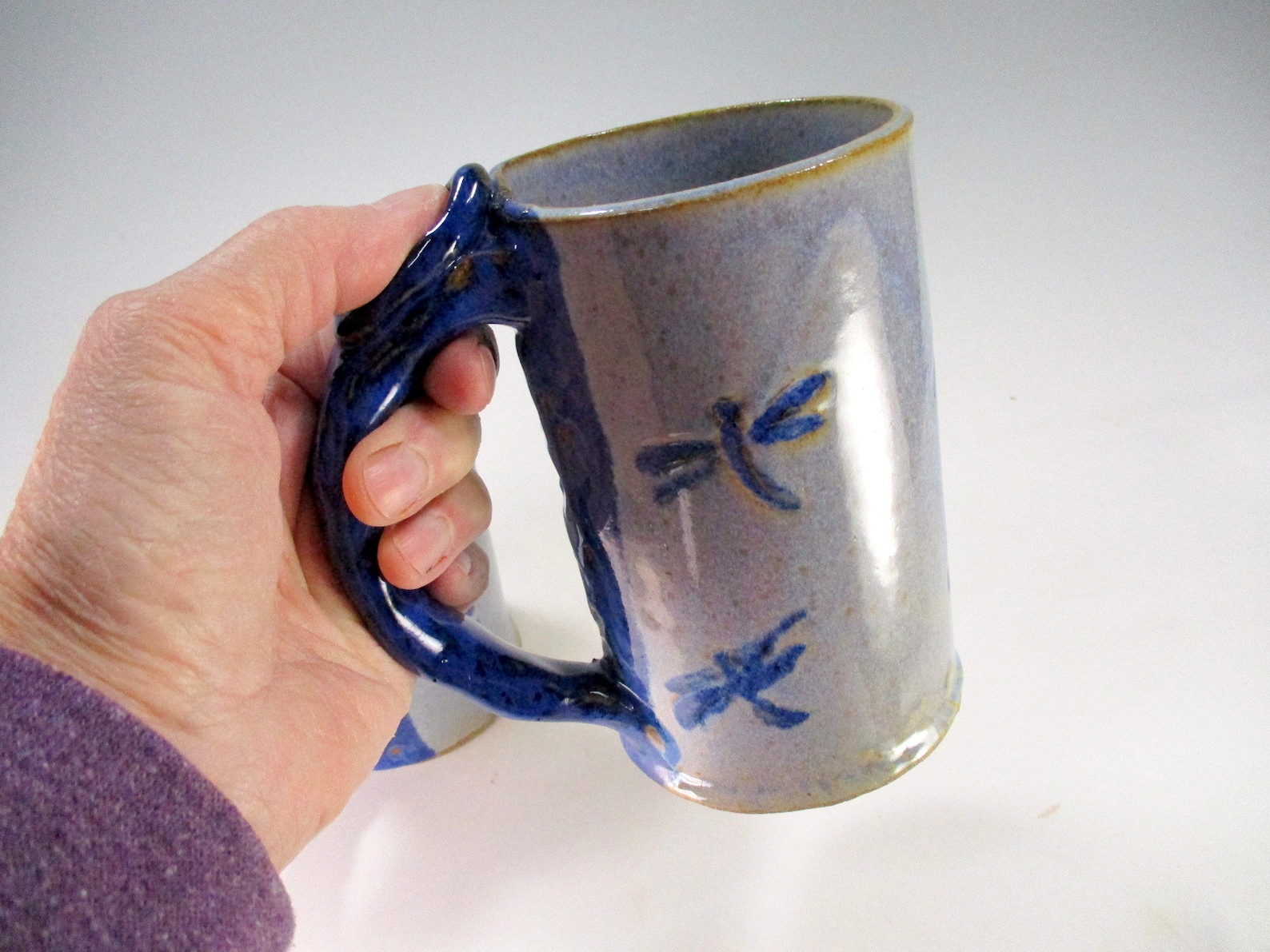 Ceramic Large Coffee Mugs Set of 2 With Thumb Rest Handle - Etsy