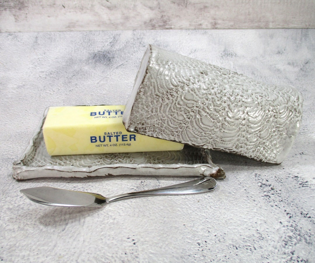 Ceramic Butter Dish With Stainless Spreader Knife, Lace Impressions ...