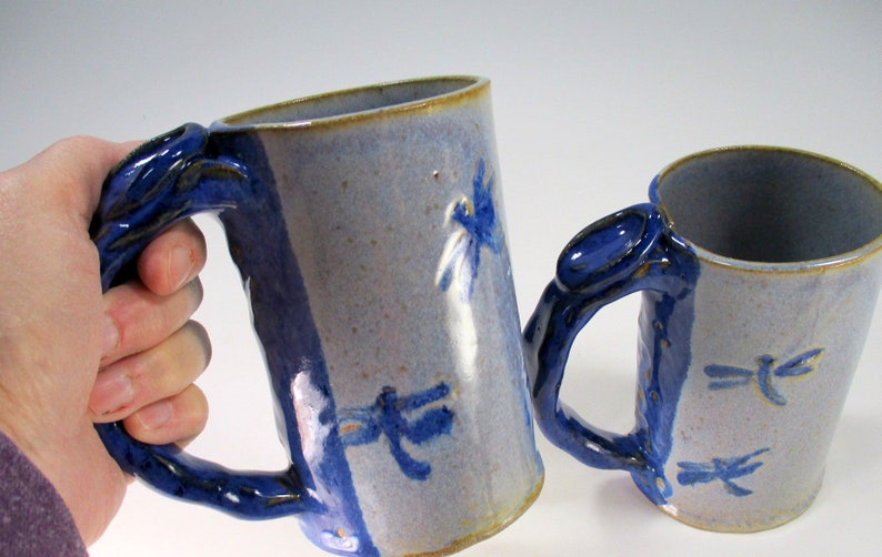 Ceramic Large Coffee Mugs Set of 2 With Thumb Rest Handle - Etsy