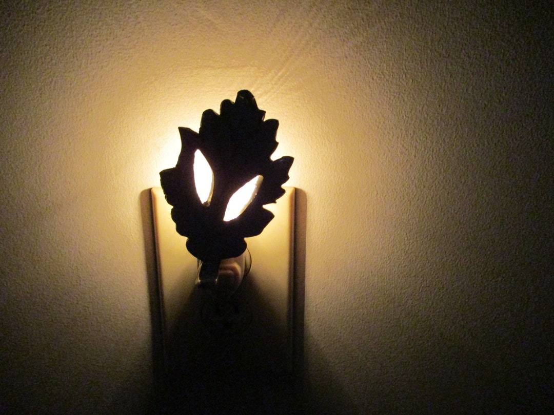 Ceramic Oak Leaf Night Light, Pottery Night Light, Ceramic Autumn Leaf ...