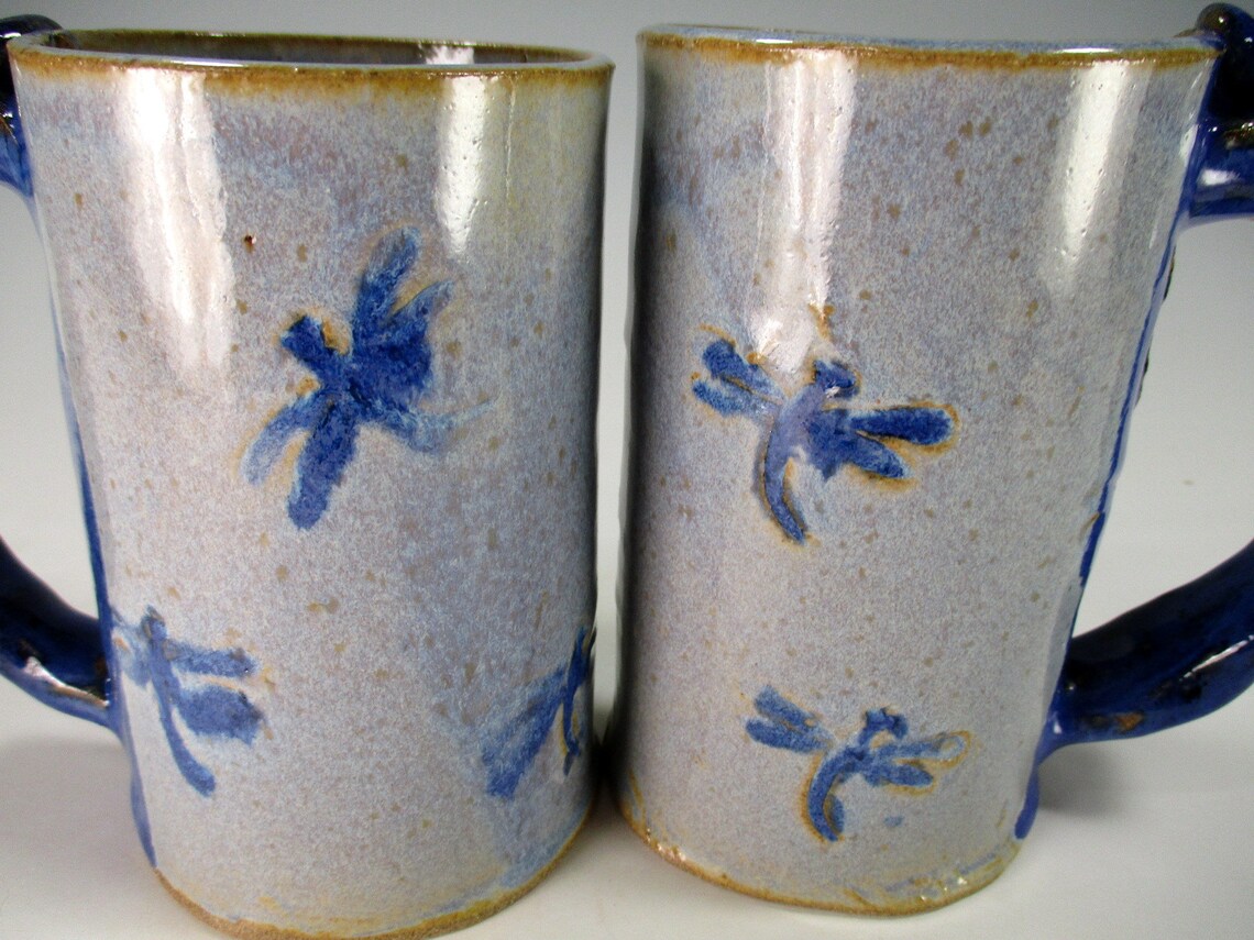 Ceramic Large Coffee Mugs Set of 2 With Thumb Rest Handle - Etsy