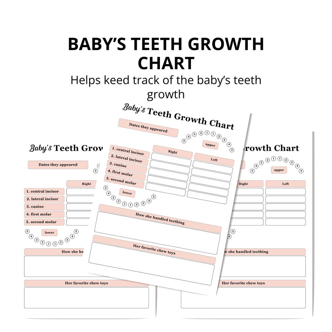 Baby Teeth Growth Chart Printable | Teething Tracker for Baby Book ...