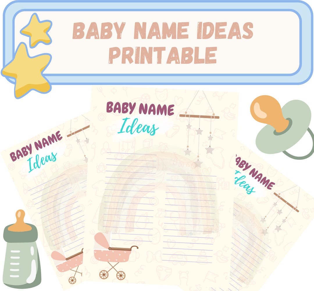 Baby Name Ideas Printable | Cute Baby Name List Template | Gender ...