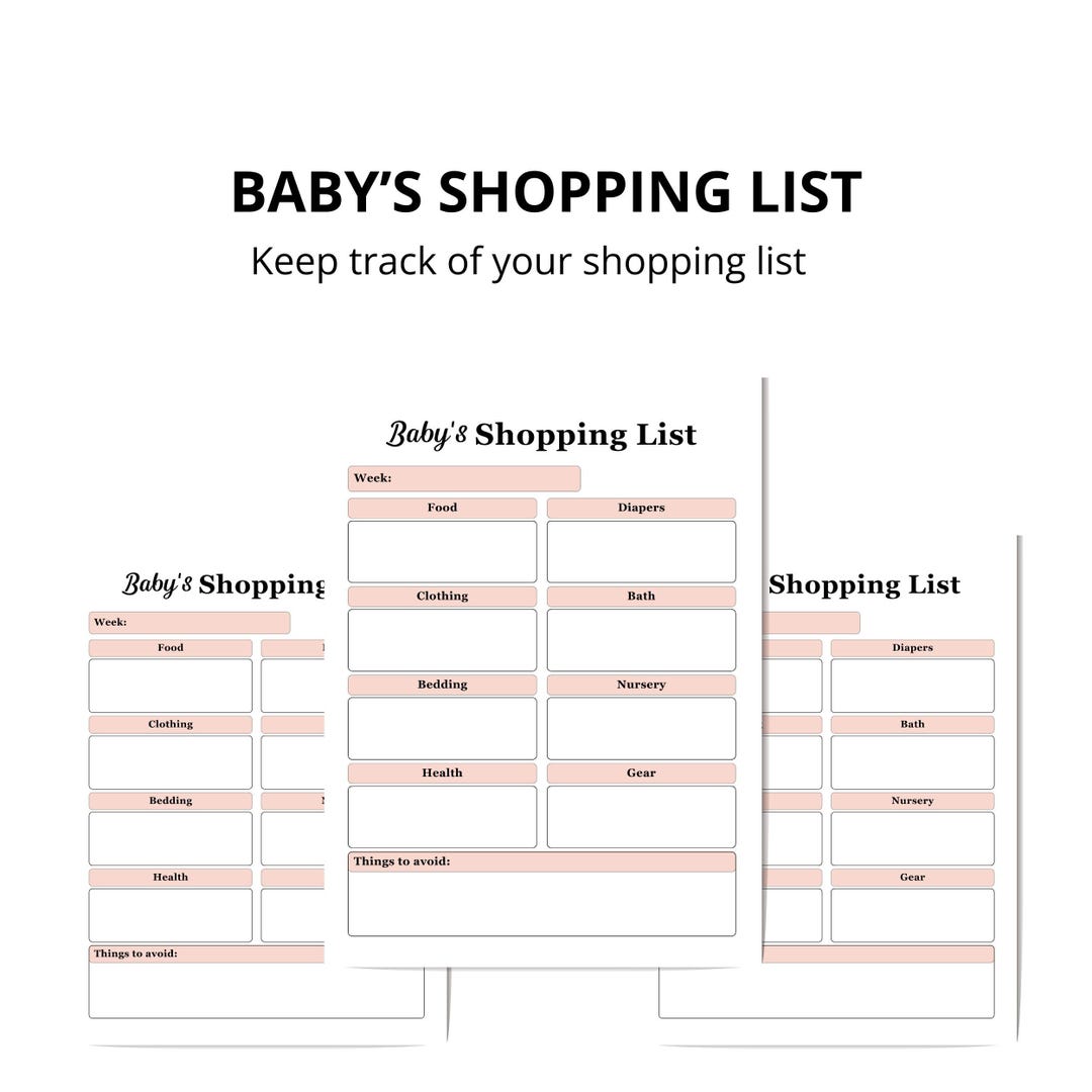 Baby Shopping List Printable | Weekly Baby Essentials Checklist | Baby ...