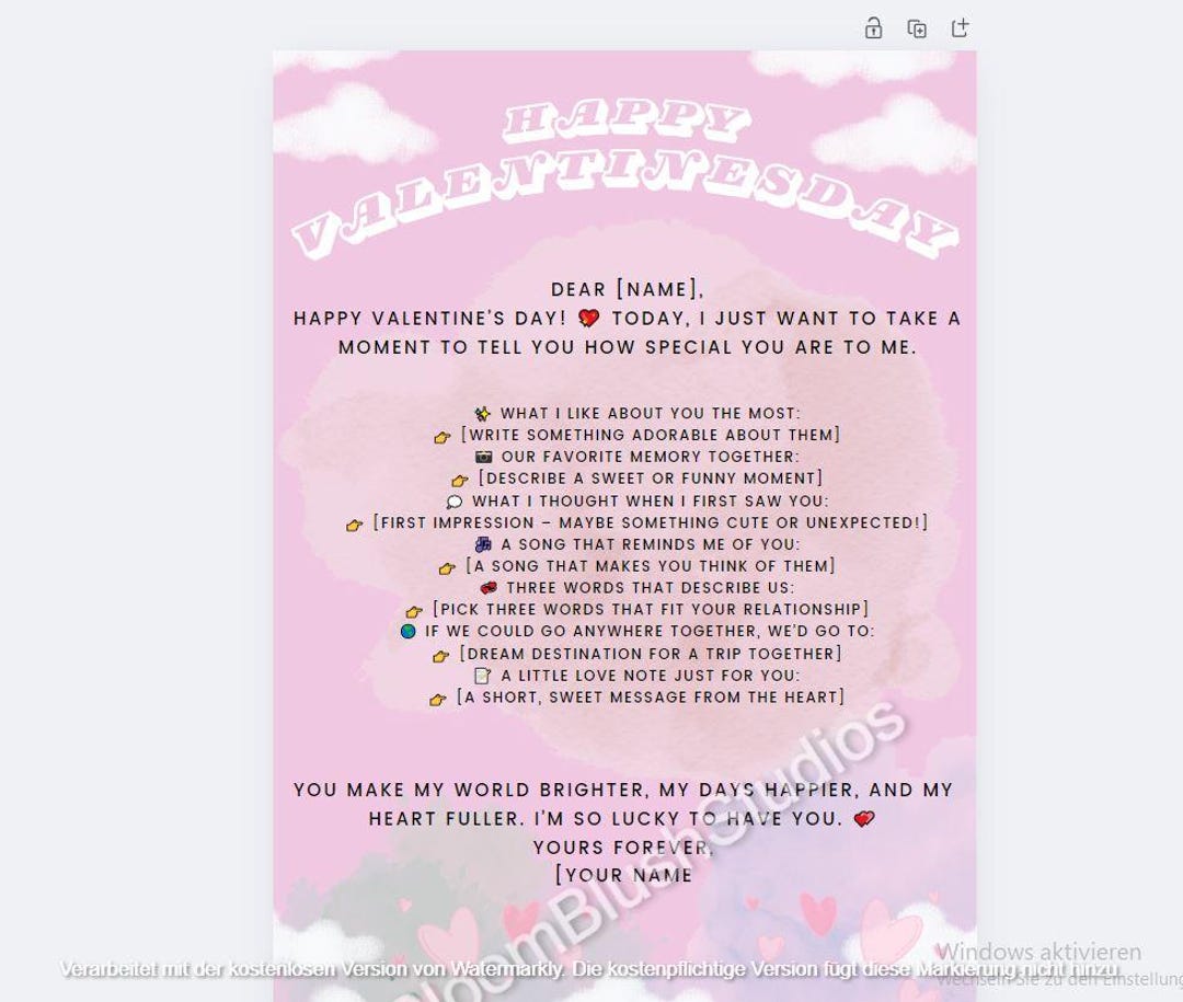 Valentinesday Letter Template Canva / Valentine's Day Letter Template ...