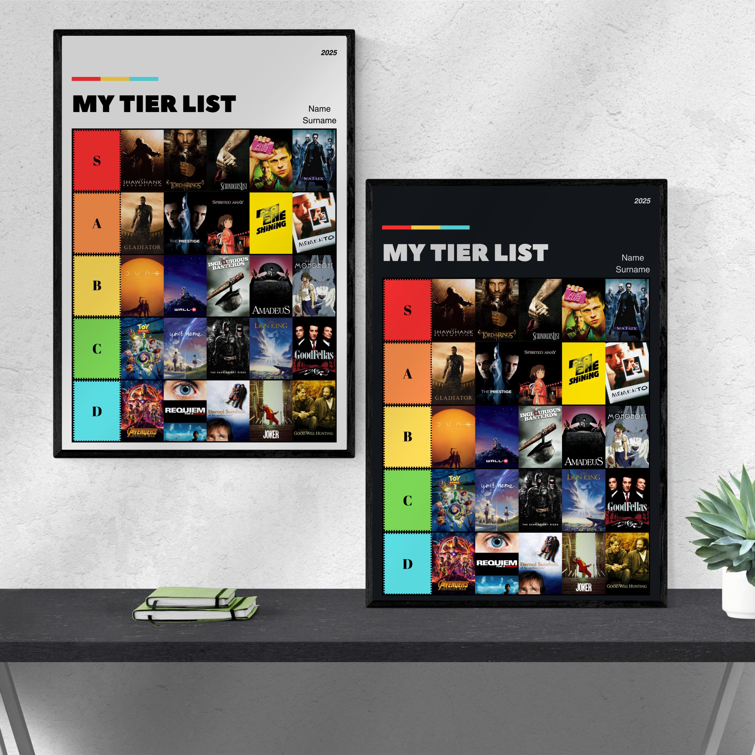 Movie Tier List Poster | Custom Movie Poster | Personalized Art Print ...