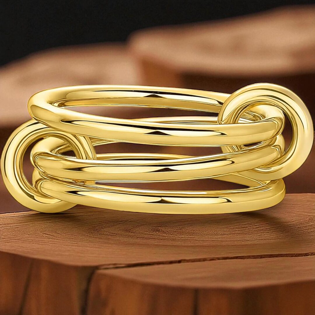 14K Gold Multi Band Statement Ring • Chunky Wide Band Ring for Women ...