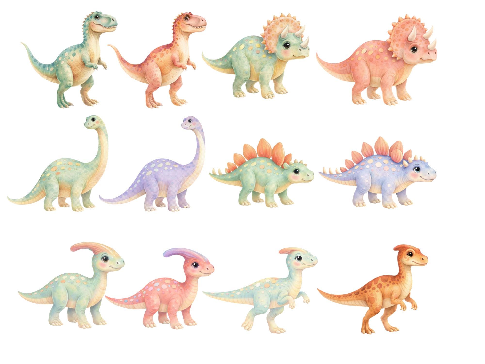 Dinosaur Clipart Bundle PNG, Cute Dino Clip Art Set, Kids Nursery ...