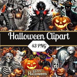 Spooky Halloween Clipart Bundle | Pumpkin Witch Bat Ghost Digital ...