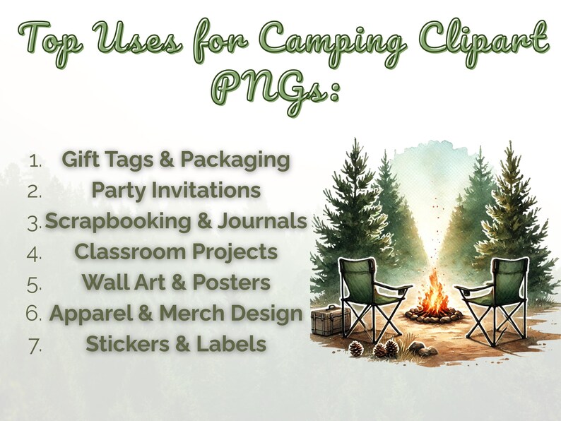Watercolor Camping Clipart Set: Outdoor Adventure PNG Bundle (digital ...