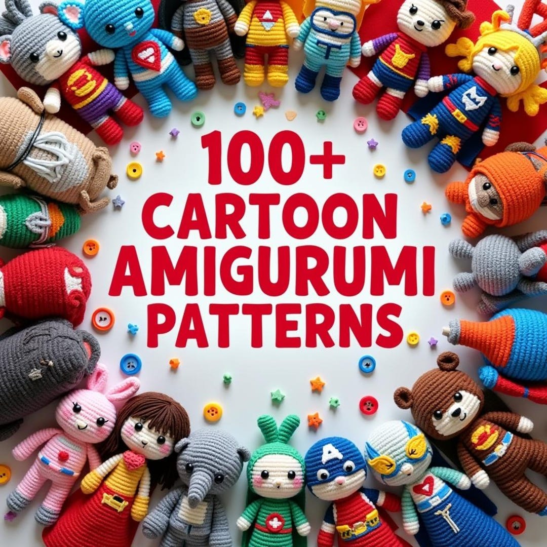 100 Cartoon Character Crochet Pattern Bundle, Superhero Amigurumi ...