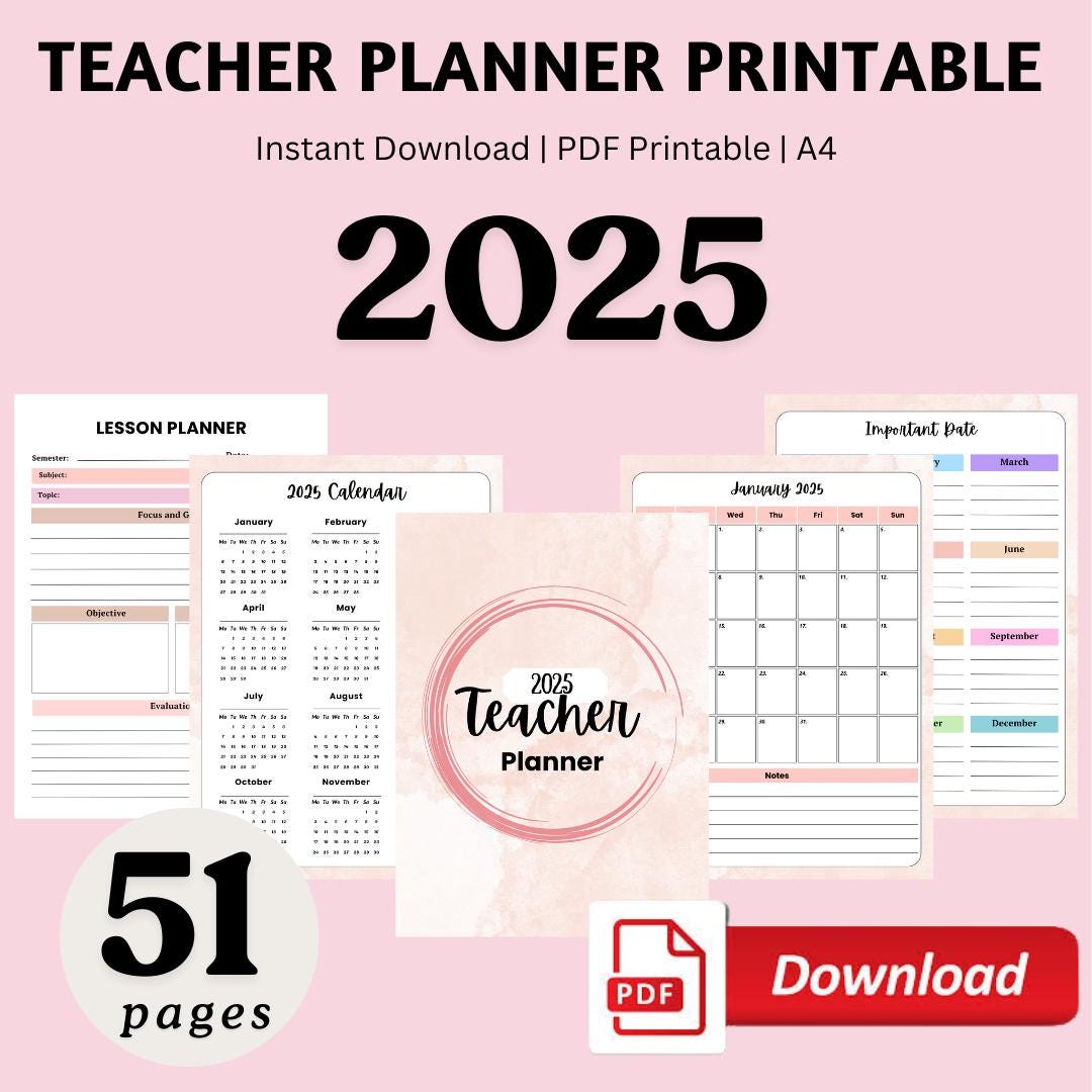 Printable Teacher Planner 2025 | Lesson Planner | Classroom Planner ...