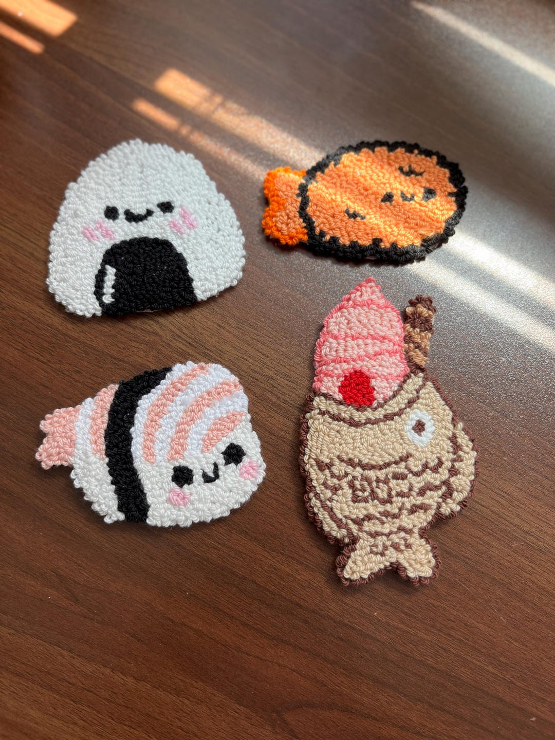 Sushi Punch Needle Mug Rugs | Handmade Gift | Creative Gift | Coffee ...