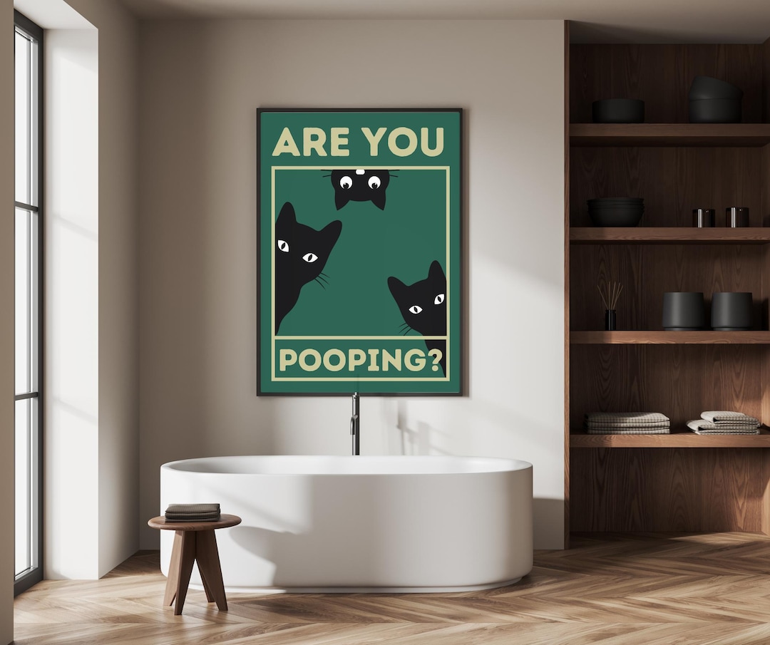 Are You Pooping? Pop Art Cat Printable Poster | Funny Bathroom Decor ...