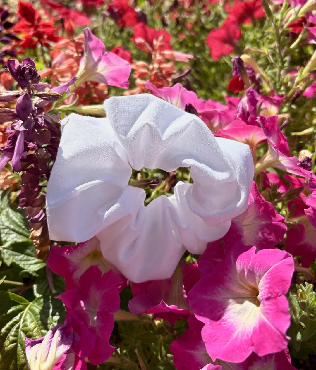 White Scrunchie - Plain Simple White Cotton Fabric Scrunchie - Soft ...