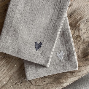 Linen Napkin With Embroidered Heart. - Etsy