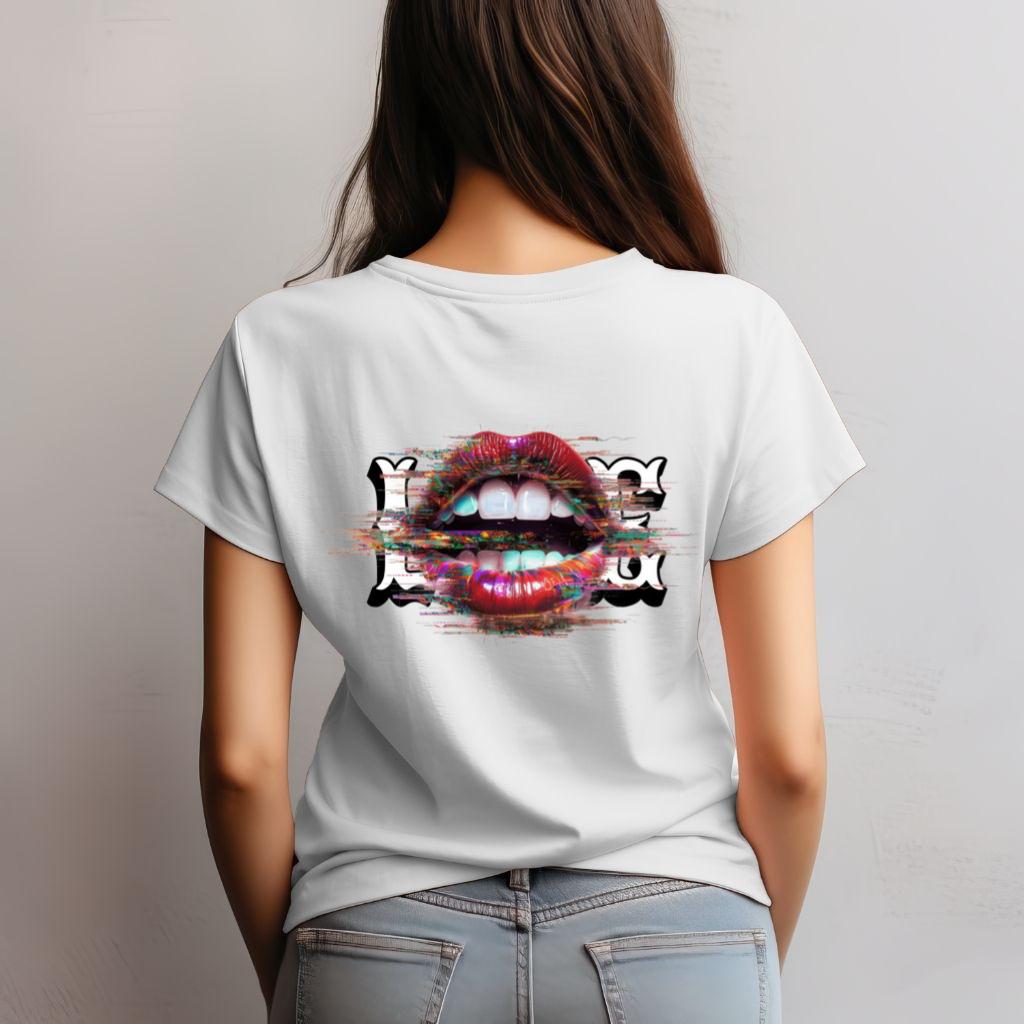 Glitch Aesthetic Lips PNG, Trendy Sublimation Design, Shamrock Lips ...
