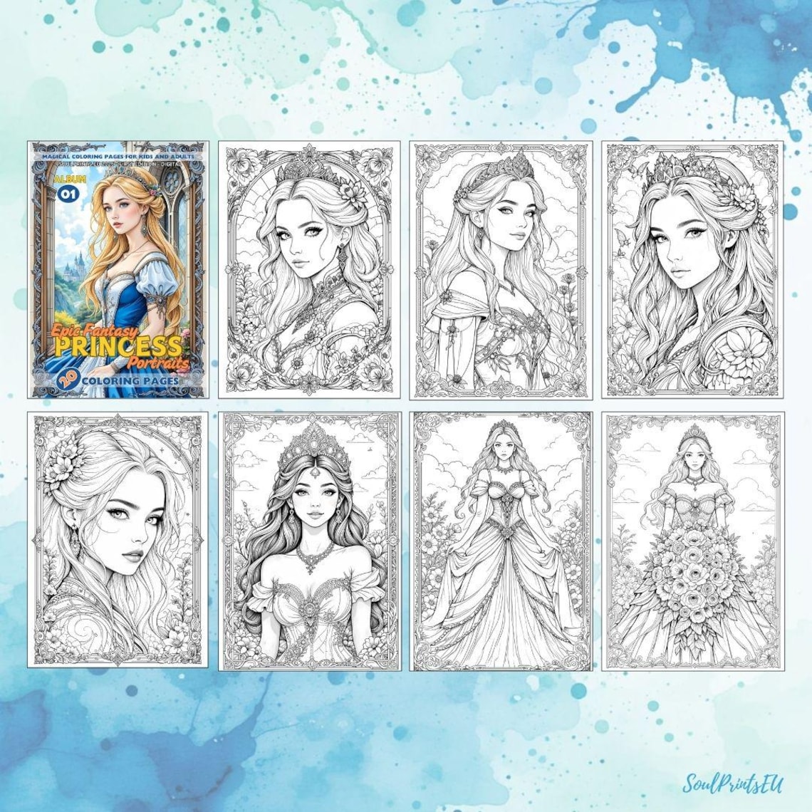 FANTASY PRINCESS 01 Coloring Pages. Digital Download. Printable Sheets ...