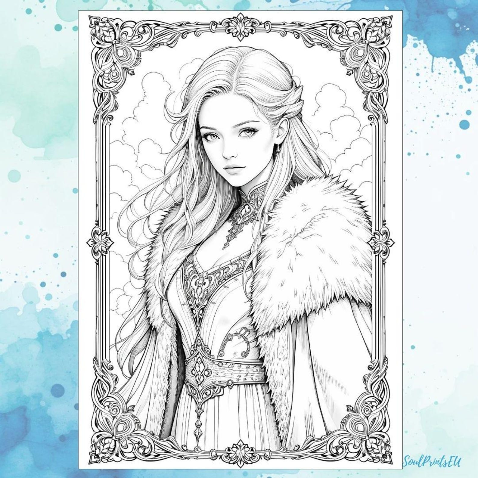 FANTASY PRINCESS 01 Coloring Pages. Digital Download. Printable Sheets ...