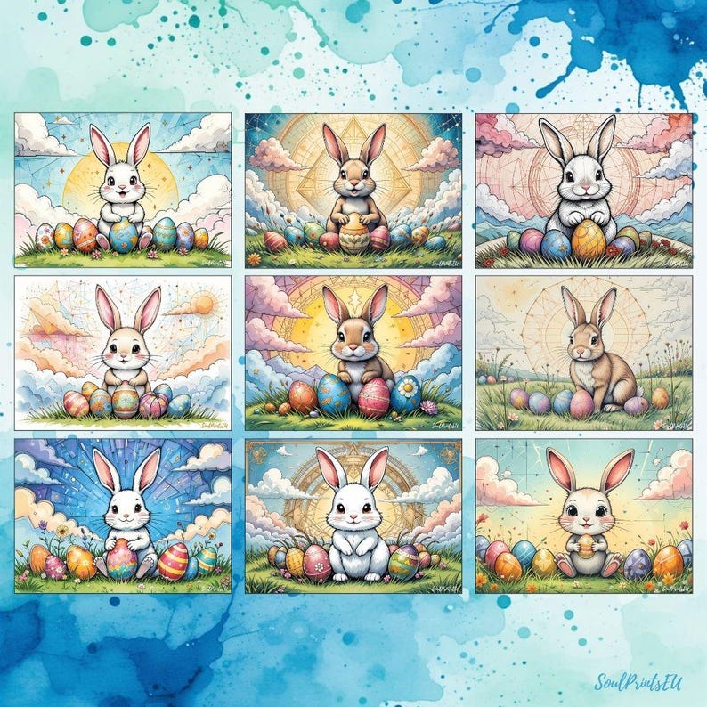 EASTER BUNNY 01 Greeting Cards - Printable Greeting Cards, Digital ...