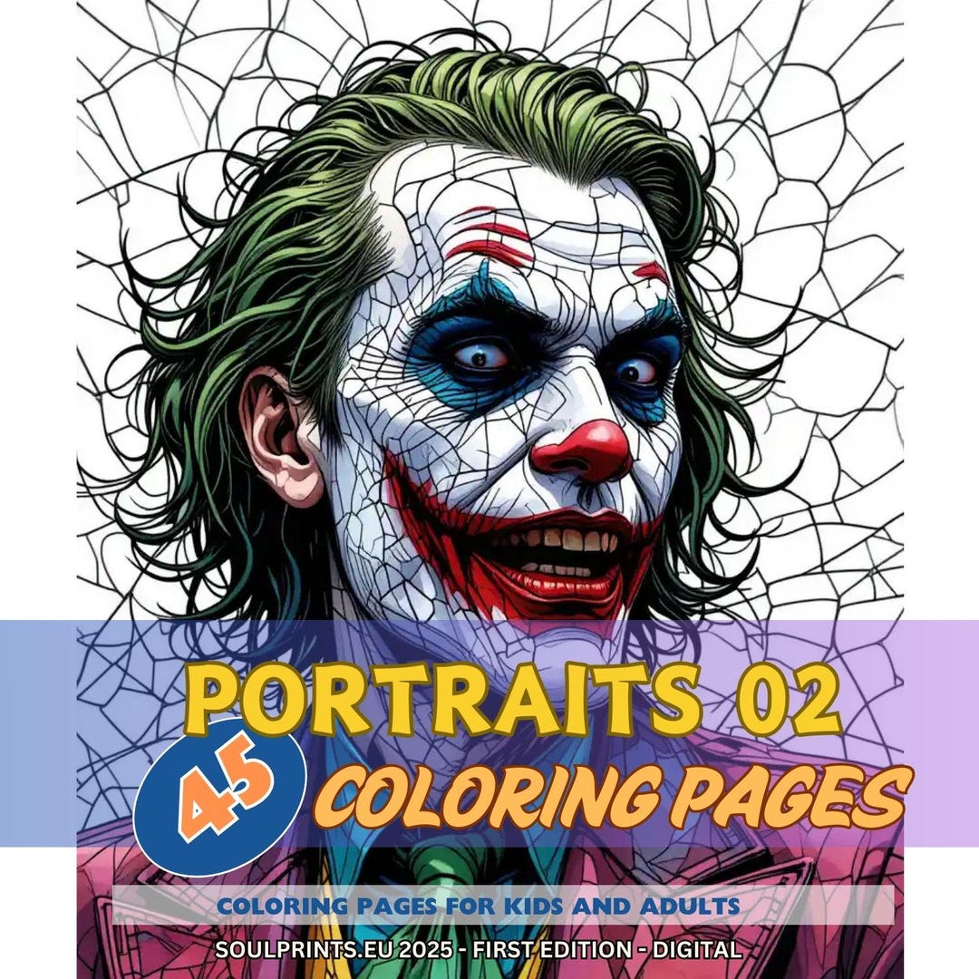 PORTRAITS 02 Artistic Coloring Pages. Adult Coloring Book. Digital ...