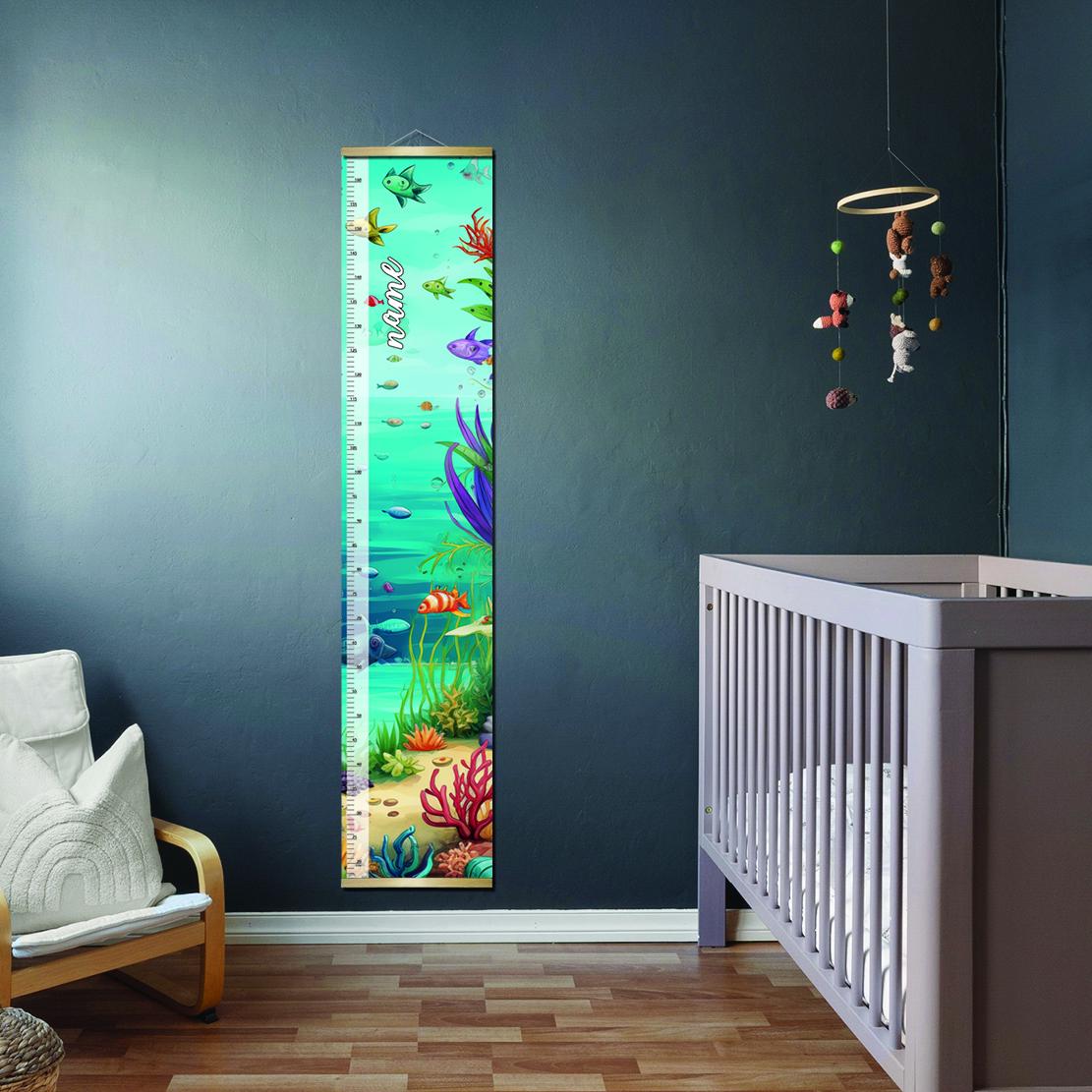 Personalized Underwater Growth Chart - Kids Height Ruler, Ocean Nursery ...