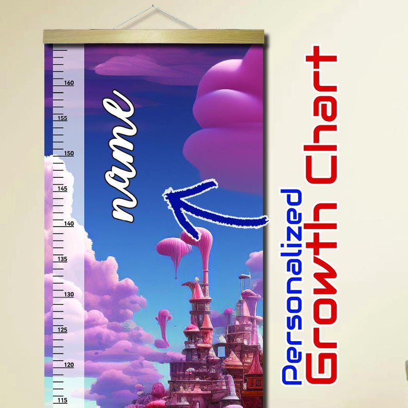 Personalized Fantasy Castle Growth Chart – Kids’ Height Ruler, Magical ...