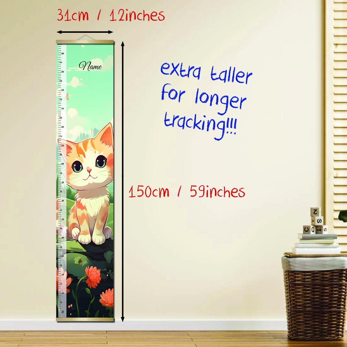 Personalized Cute Kitten Growth Chart - Adorable Anime Cat Height Ruler ...