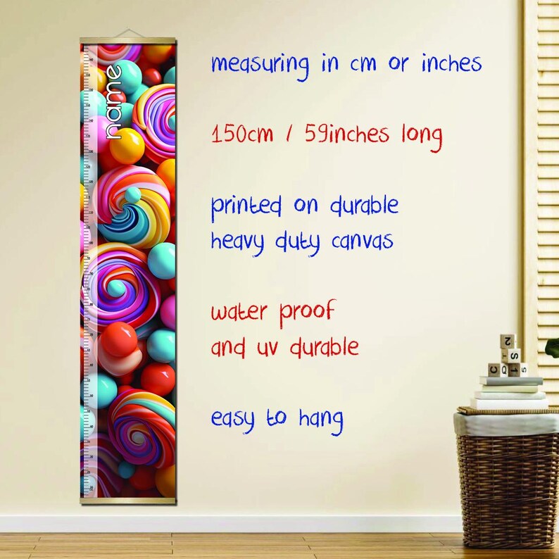 Personalized Candy-themed Growth Chart - Colorful Kids Height Ruler ...