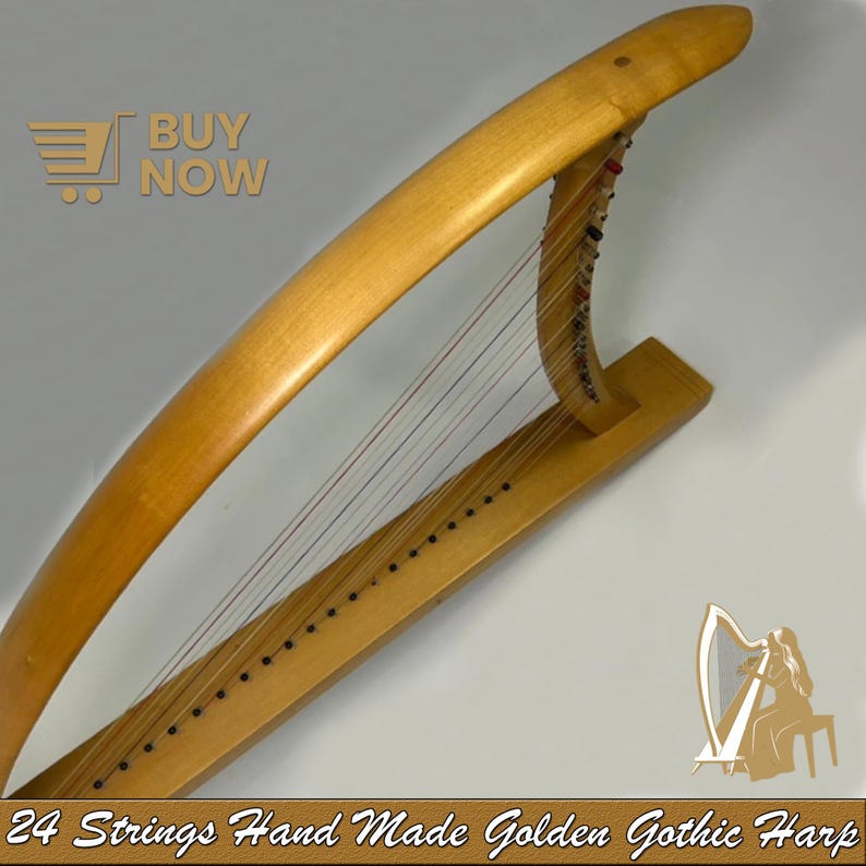 24 String Gothic Harp | Medieval Lap Harp | Acoustic Folk & Celtic Harp ...