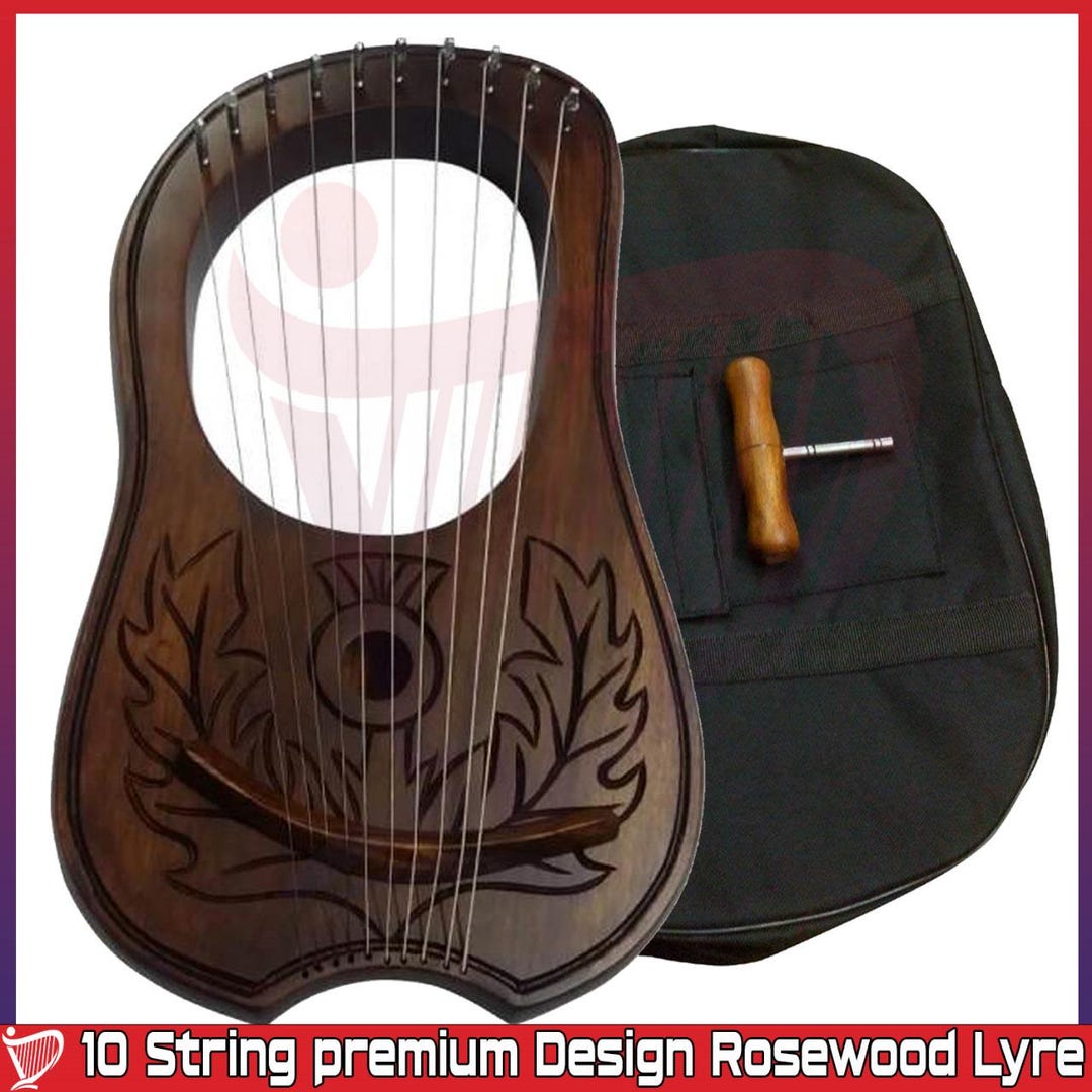 Hand Engraved Rosewood 10-string Lyre Harp, Celtic Design With Case - Etsy