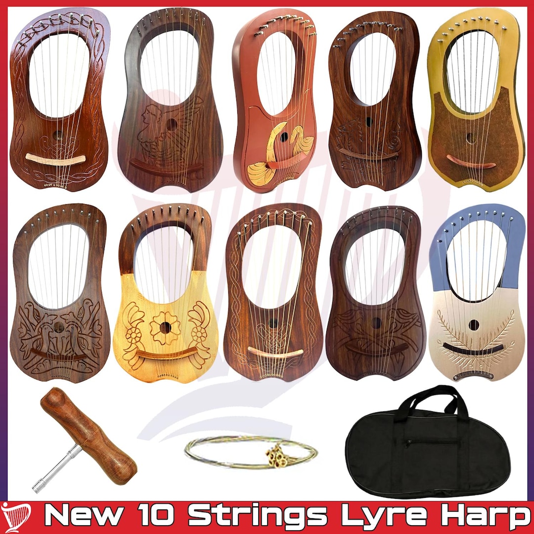 Engraved Rosewood 10-string Lyre Harp: Celtic Irish Style - Etsy