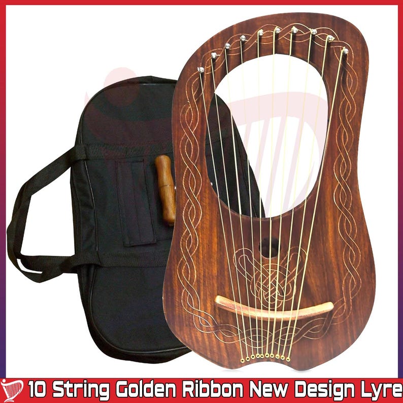 Engraved Rosewood 10-string Lyre Harp: Celtic Irish Style - Etsy