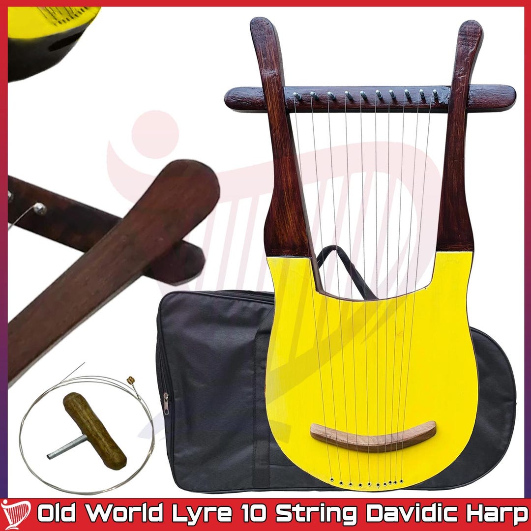 Handmade 10-string Lyre Harp: Blue Irish Highland Style Folk Instrument ...