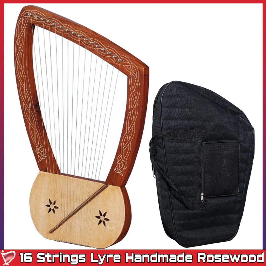 16 String Lyre Harp | Handcrafted Rosewood Kinnor Harp With Free Tuning ...